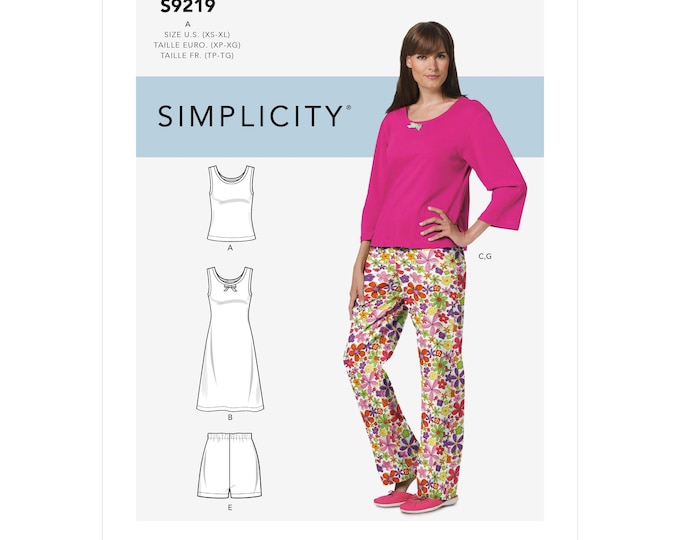Sewing Pattern for Womens Pajamas, Pajama Tops, Pajama Bottoms, Womens Nightgown, Knit Pajamas ...