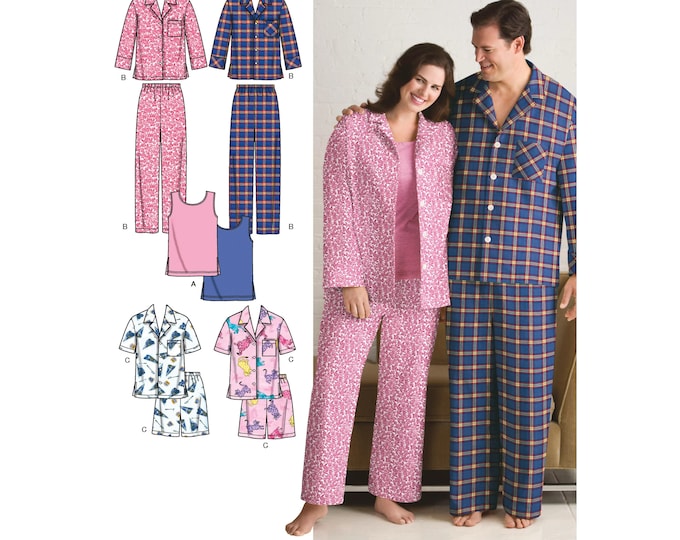 Easy Sewing Pattern for Mens and Women's Pajamas and Knit Tank Top ...