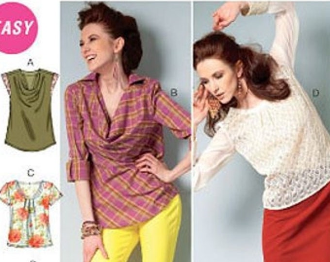 Easy Sewing Pattern for Womens Tops, Pullover Blouse Pattern, Cowl Neck ...