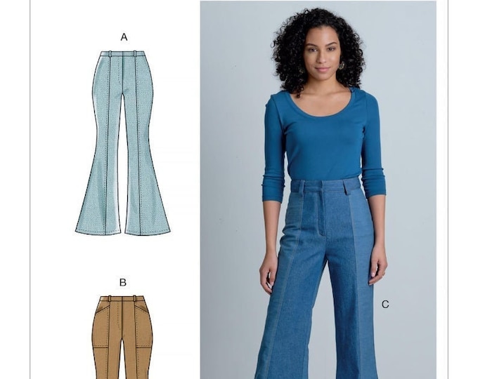 Sewing Pattern for Womens Bell Bottom Jeans, Denim Jeans, 70s Jeans ...