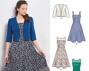 Sewing Pattern for Womens Dress, Fit and Flare Dress, Square Neckline ...