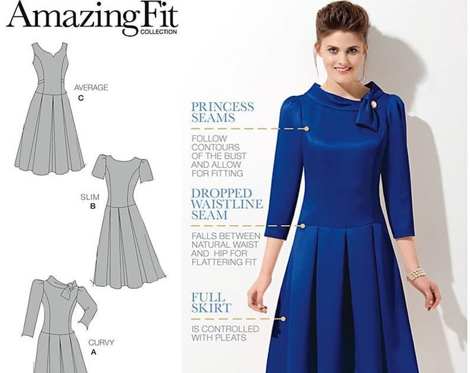 Sewing Pattern for Women's Dress, Princess Seam Dress, Drop Waist Dress ...