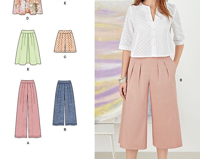 Easy Sewing Pattern for Womens Culottes, Skirts, and Shorts, Wide Leg ...