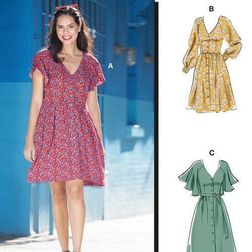 Sewing Pattern for Women's Dress Empire Seam Button Front - Etsy