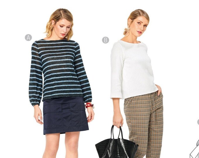 Sewing Pattern for Womens Knit Tops, Long Sleeve Tops, Pullover Tops ...