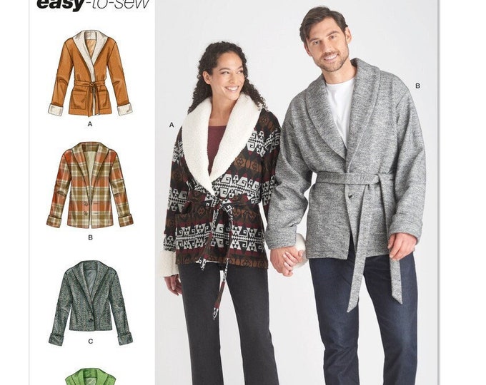 Easy Sewing Pattern for Women's and Men's Jackets and Vests, Belted ...