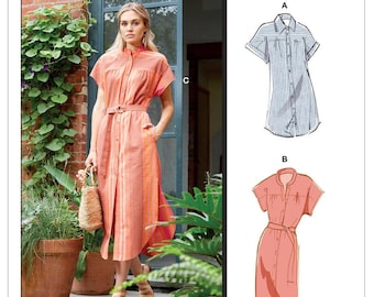 Vogue Sewing Pattern for Womens Dress, Button Front Dress, Shirt Dress ...