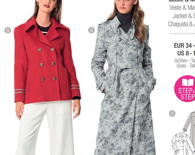 Sewing Pattern for Womens Jacket, Button Front Jacket, Long Jacket ...