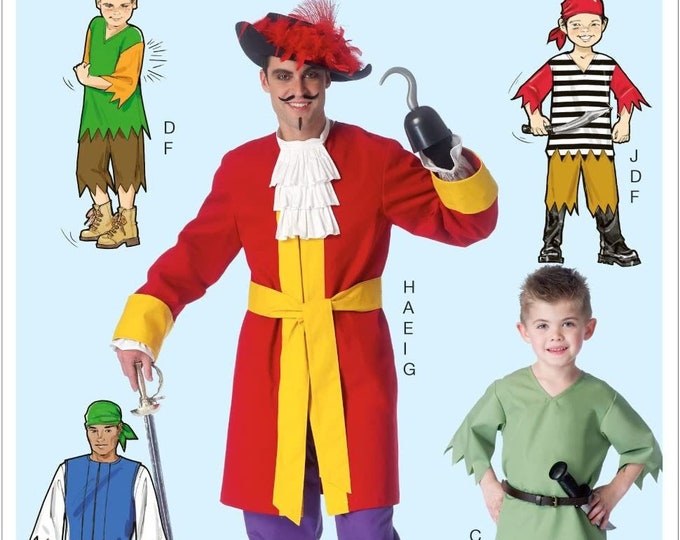 Sewing Pattern for Boys and Mens Costume, Pirate Costume, Halloween ...