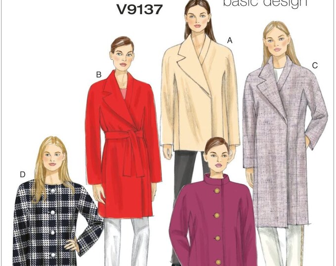 Vogue Sewing Pattern for Womens Jackets, Long Trench Coat Pattern, Wool ...