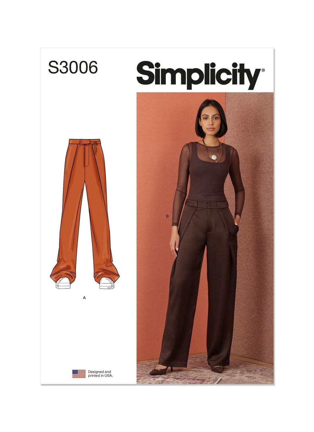 Easy Sewing Pattern for Womens Pants, Wide Leg Pants, High Waisted ...