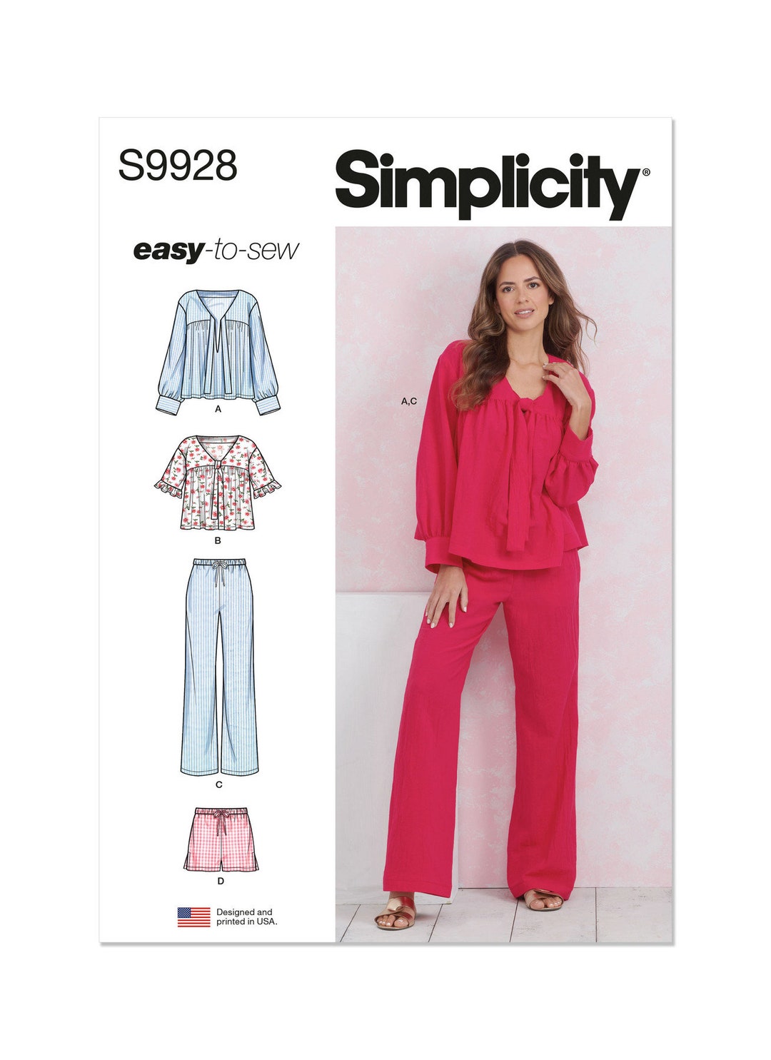 Easy Sewing Pattern for Women's Pajamas, Pajama Tops, Pajama Bottoms, Pajama Shorts, Lounge Set ...