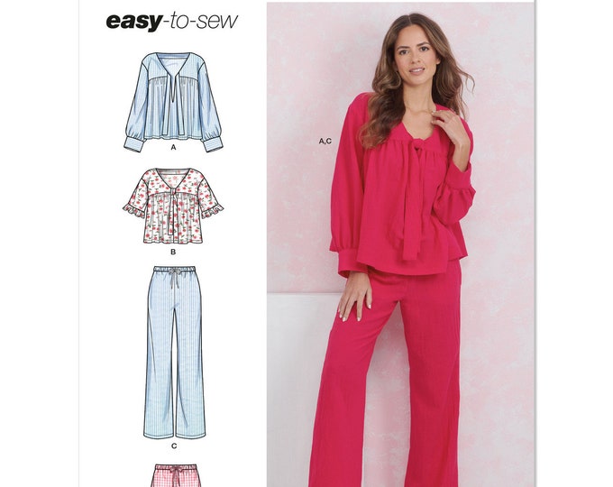 Easy Sewing Pattern for Women's Pajamas, Pajama Tops, Pajama Bottoms ...