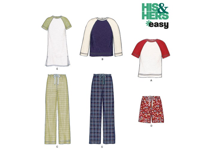 Easy Sewing Pattern for Men's and Women's Pajamas, Pajama Bottoms, Top ...
