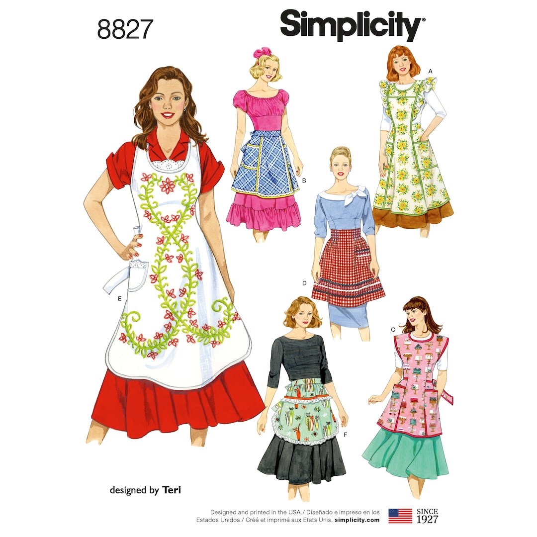 Sewing Pattern for Women's Aprons, Vintage Style Apron, Full Length and ...