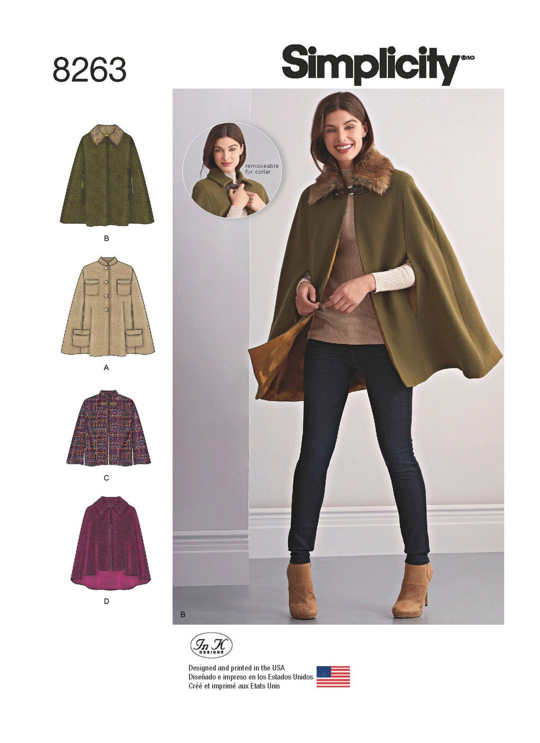 Sewing Pattern for Women's Jacket, Cape Jacket, Winter Coat, Capelet ...