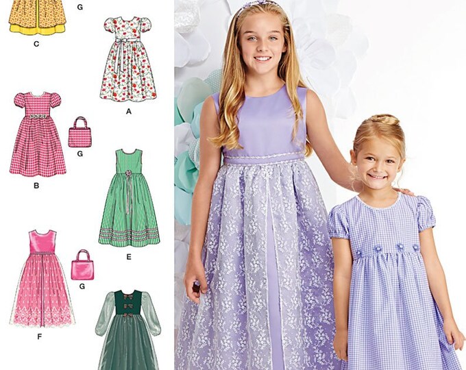 Sewing Pattern for Girls and Teen Girls Dress, Puff Sleeve Dress, Maxi ...