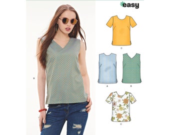 Easy Sewing Pattern for Women's Knit Tops, Pullover Tunic, Empire Waist ...