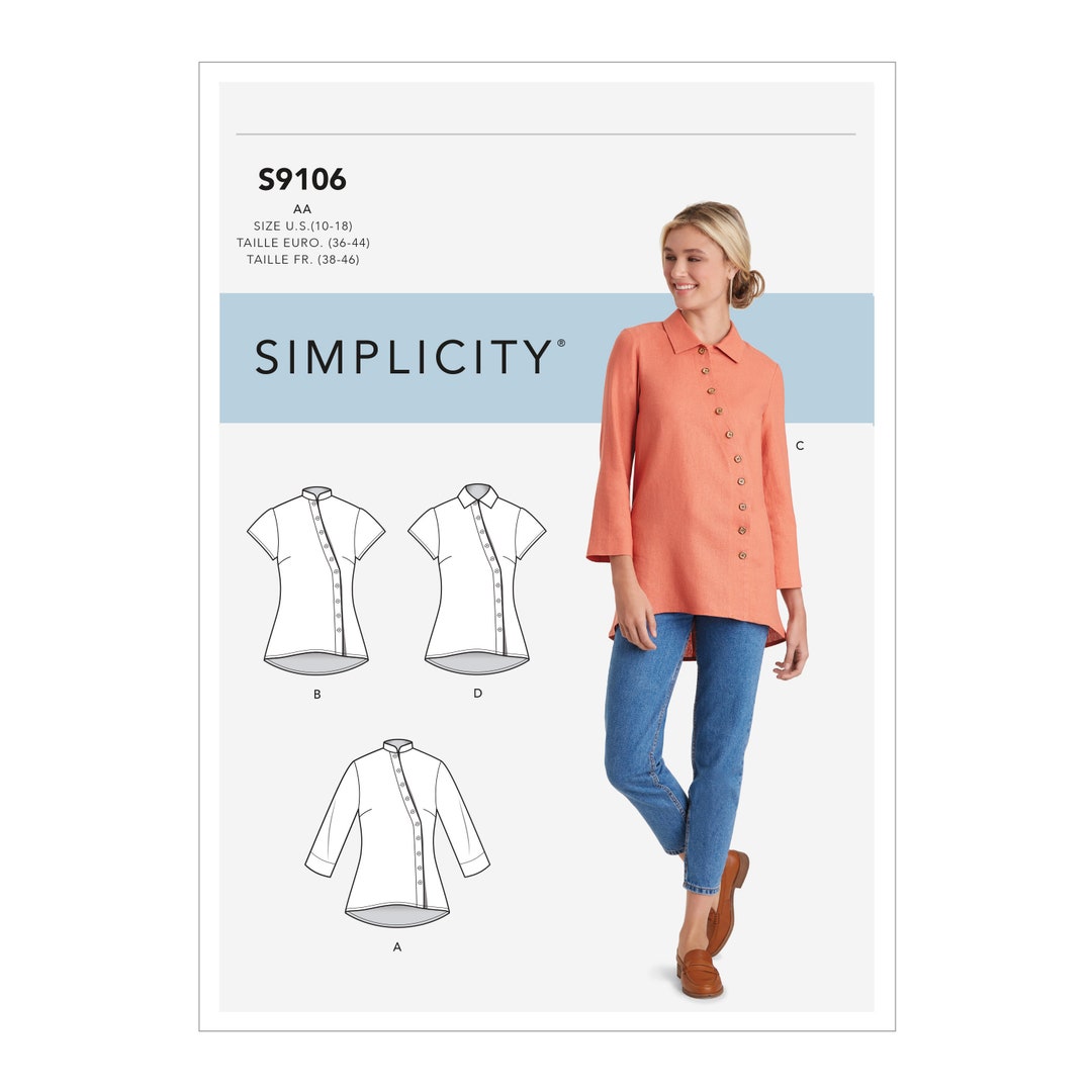 Sewing Pattern for Women's Tops, Button Front Tops, Long Sleeve Tops ...