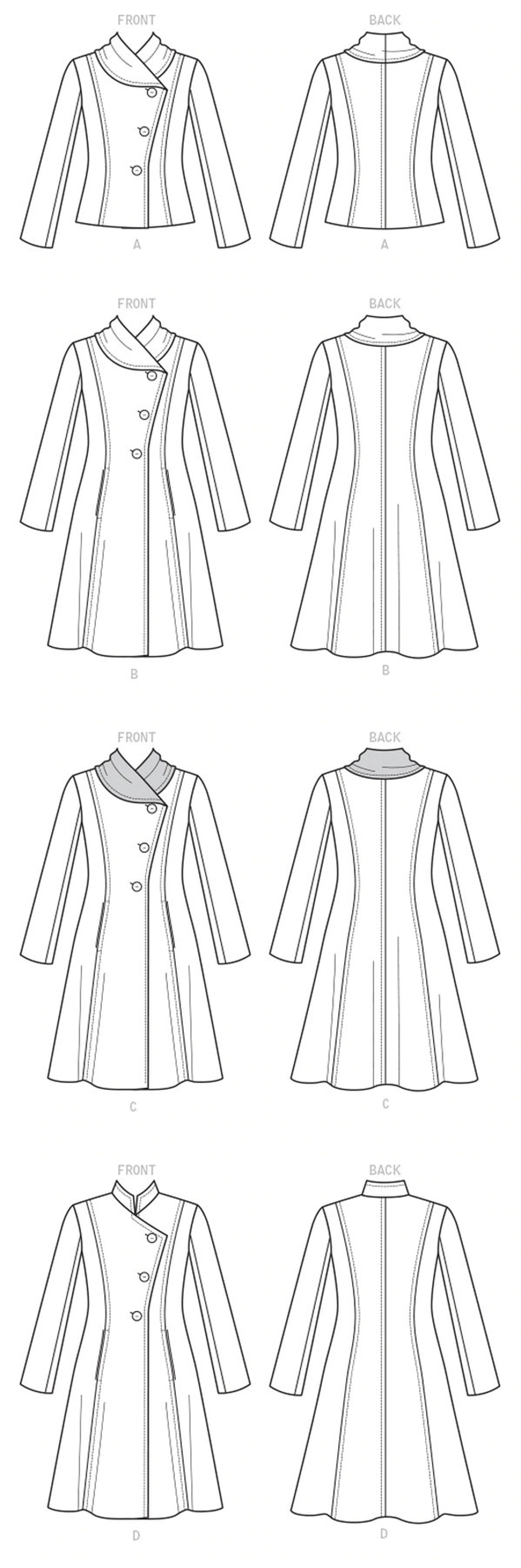 Sewing Pattern for Womens Fit and Flare Jacket, Lined Coat Pattern ...