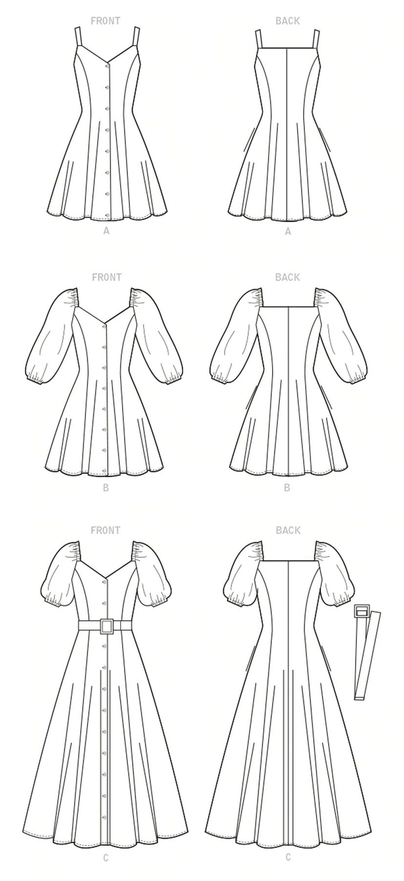 Sewing Pattern for Women's Dress Button Front Dress Puff - Etsy