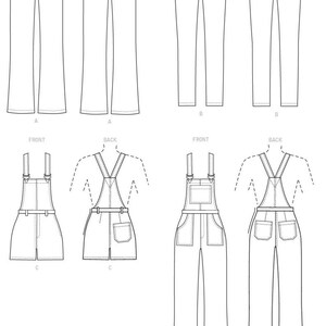 Sewing Pattern for Womens Overalls and Jeans, Denim Overalls Pattern ...