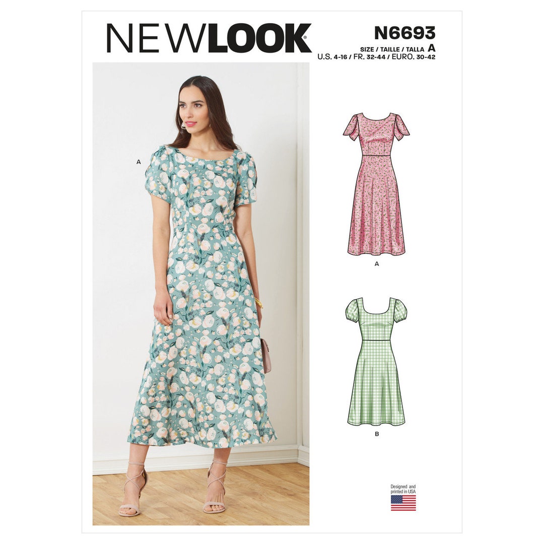 Sewing Pattern for Womens Dress, Midi Dress, Puff Sleeve Dress, Summer ...