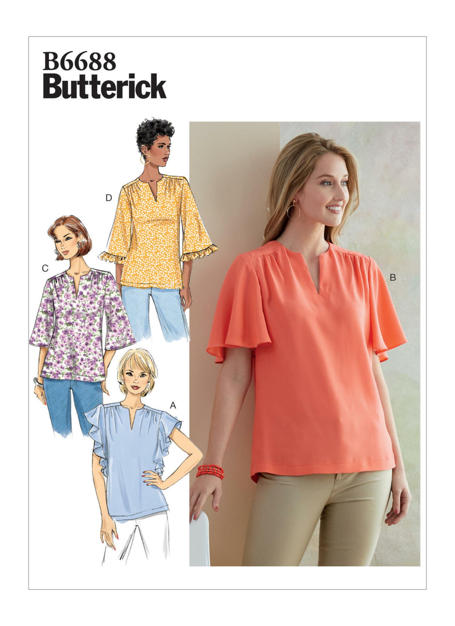 Easy Sewing Pattern for Women's Tops, Flutter Sleeve Tops, Pullover ...
