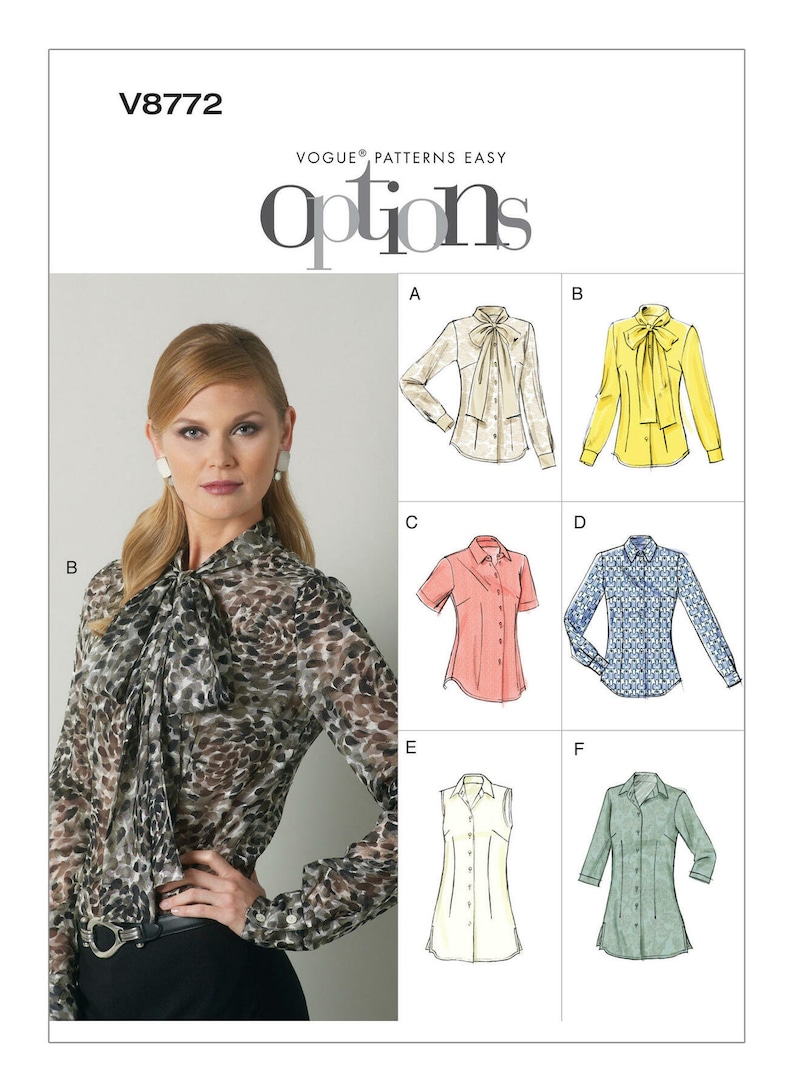 Vogue Sewing Pattern for Womens Tops, Button Front Tops, Womens Tunic ...