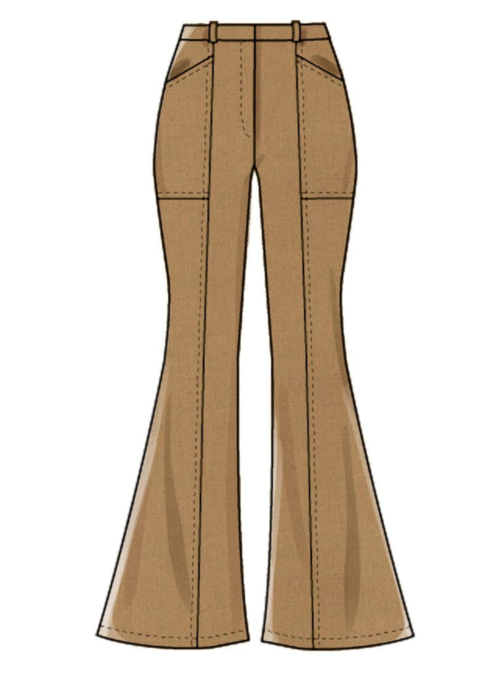 Sewing Pattern for Womens Bell Bottom Jeans, Denim Jeans, 70s Jeans ...