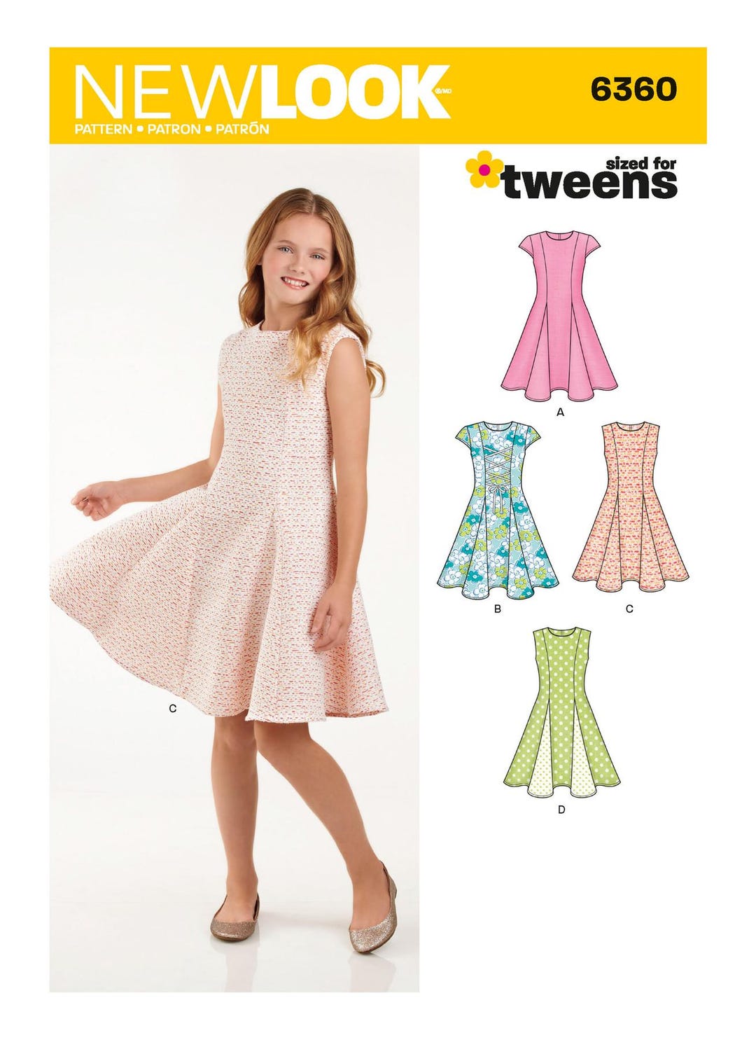 Sewing Pattern for Tween Girls Dress, Fit and Flare Dress, Formal Dress ...