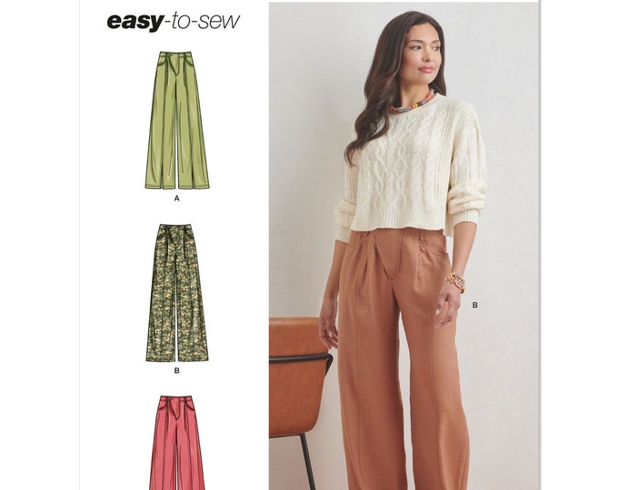 Easy Sewing Pattern for Womens Pants, Wide Leg Pants, Cropped Pants ...