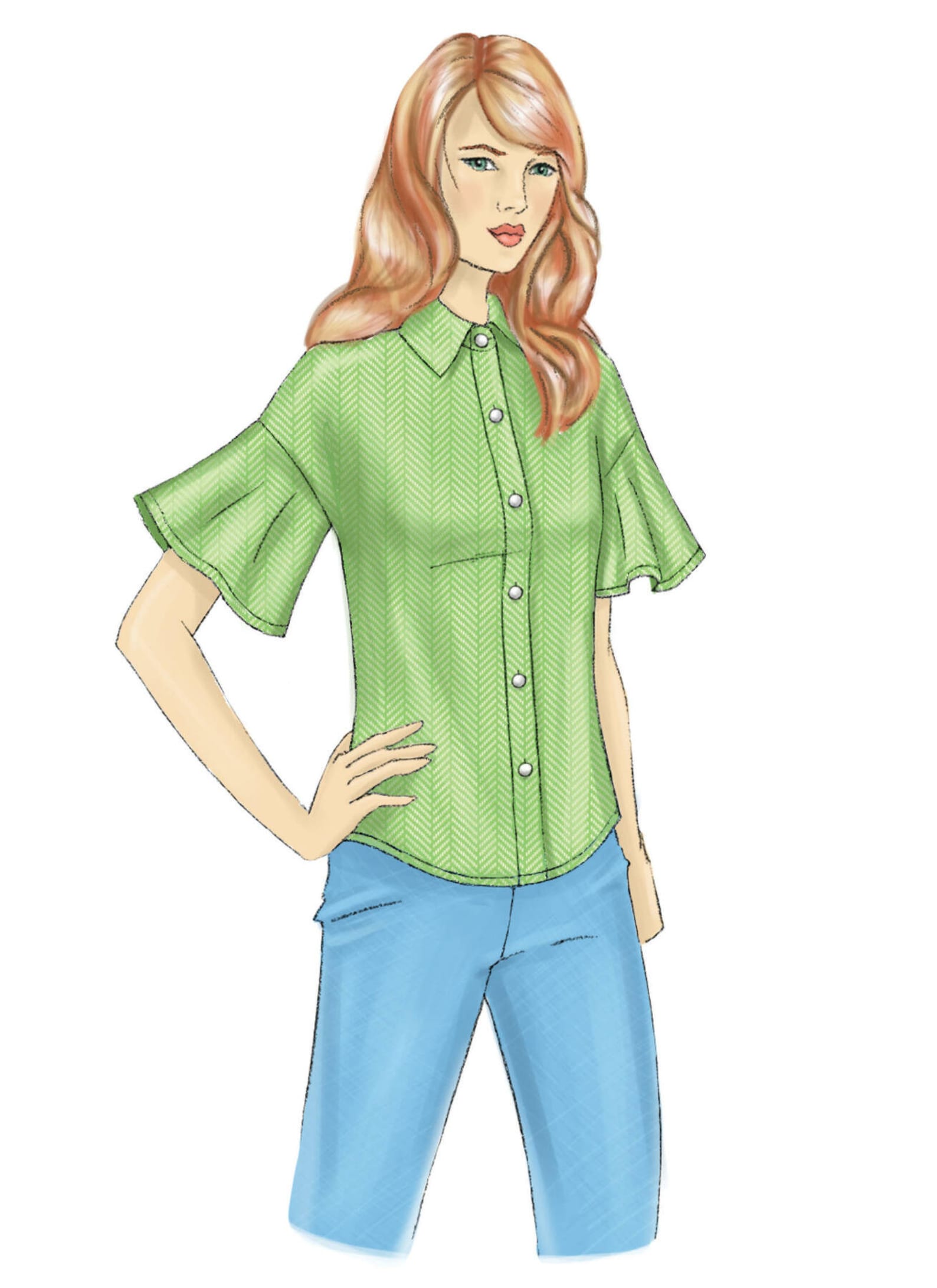 Easy Sewing Pattern for Women's Tops, Button Front Tops, Semi Fitted ...