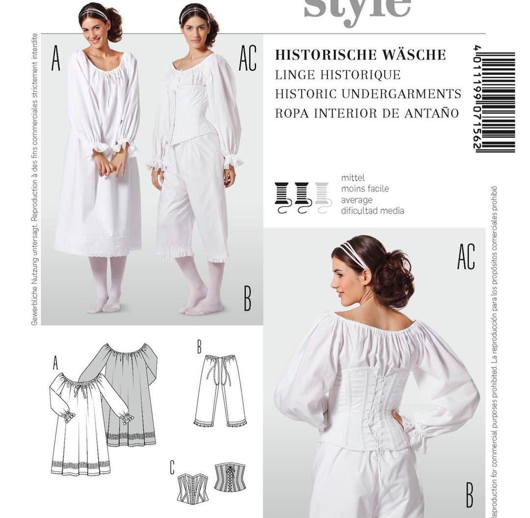 Sewing Pattern for Womens Costume Undergarments, Historical ...