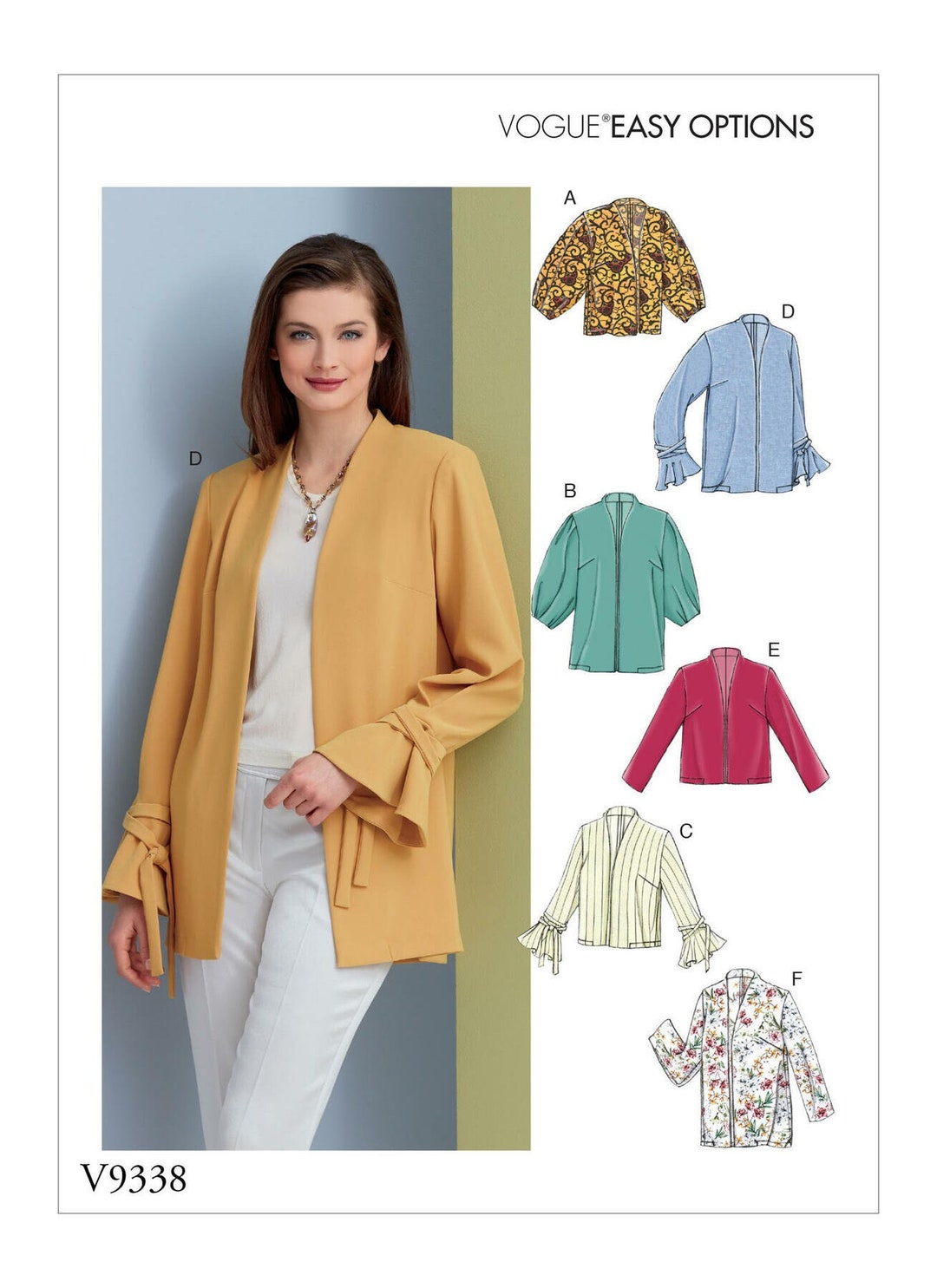 Vogue Sewing Pattern for Womens Jacket, Womens Cardigan, Open Front ...
