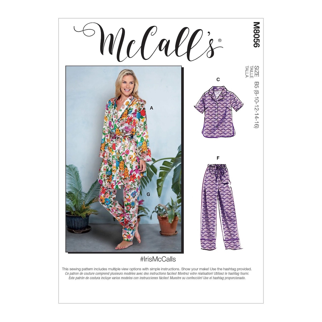Sewing Pattern for Women's Pajamas and Robe, Pajama Top and Bottoms ...
