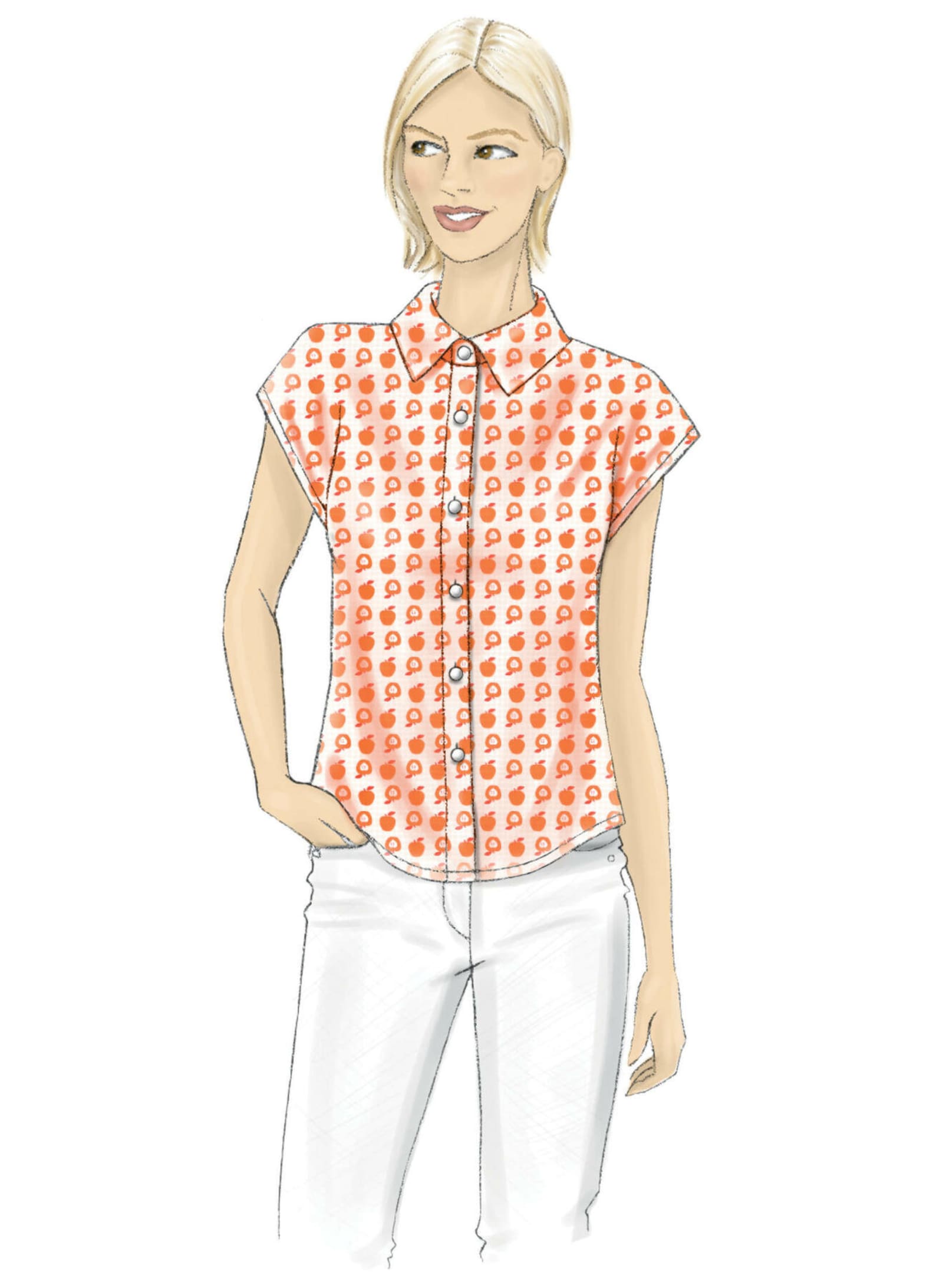 Easy Sewing Pattern for Women's Tops, Button Front Tops, Semi Fitted ...