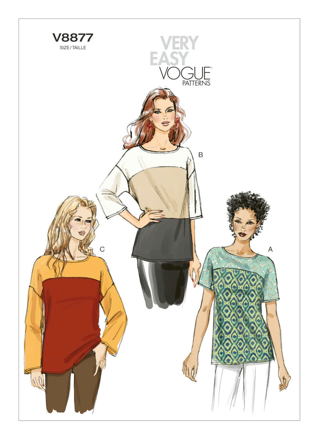 Vogue Sewing Pattern for Womens Tops, Womens Tunic, Pullover Tops ...