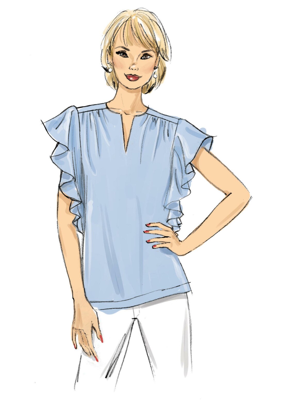 Easy Sewing Pattern for Women's Tops, Flutter Sleeve Tops, Pullover ...