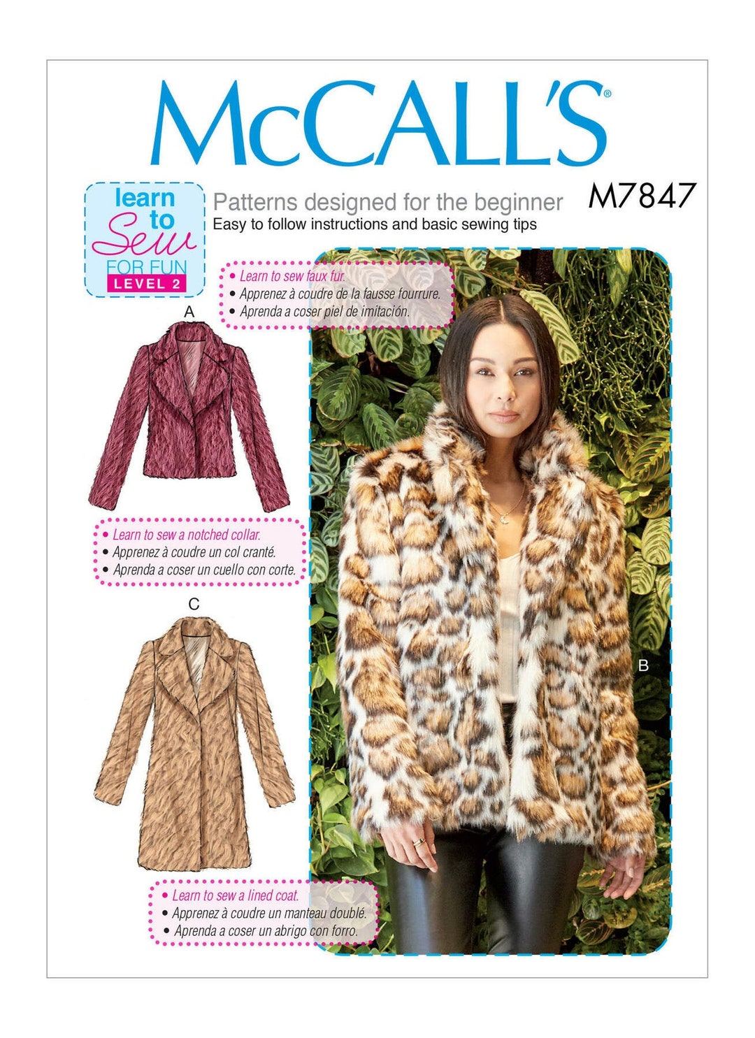 Easy Sewing Pattern for Women's Jacket, Fur Jacket, Open Front Jacket ...