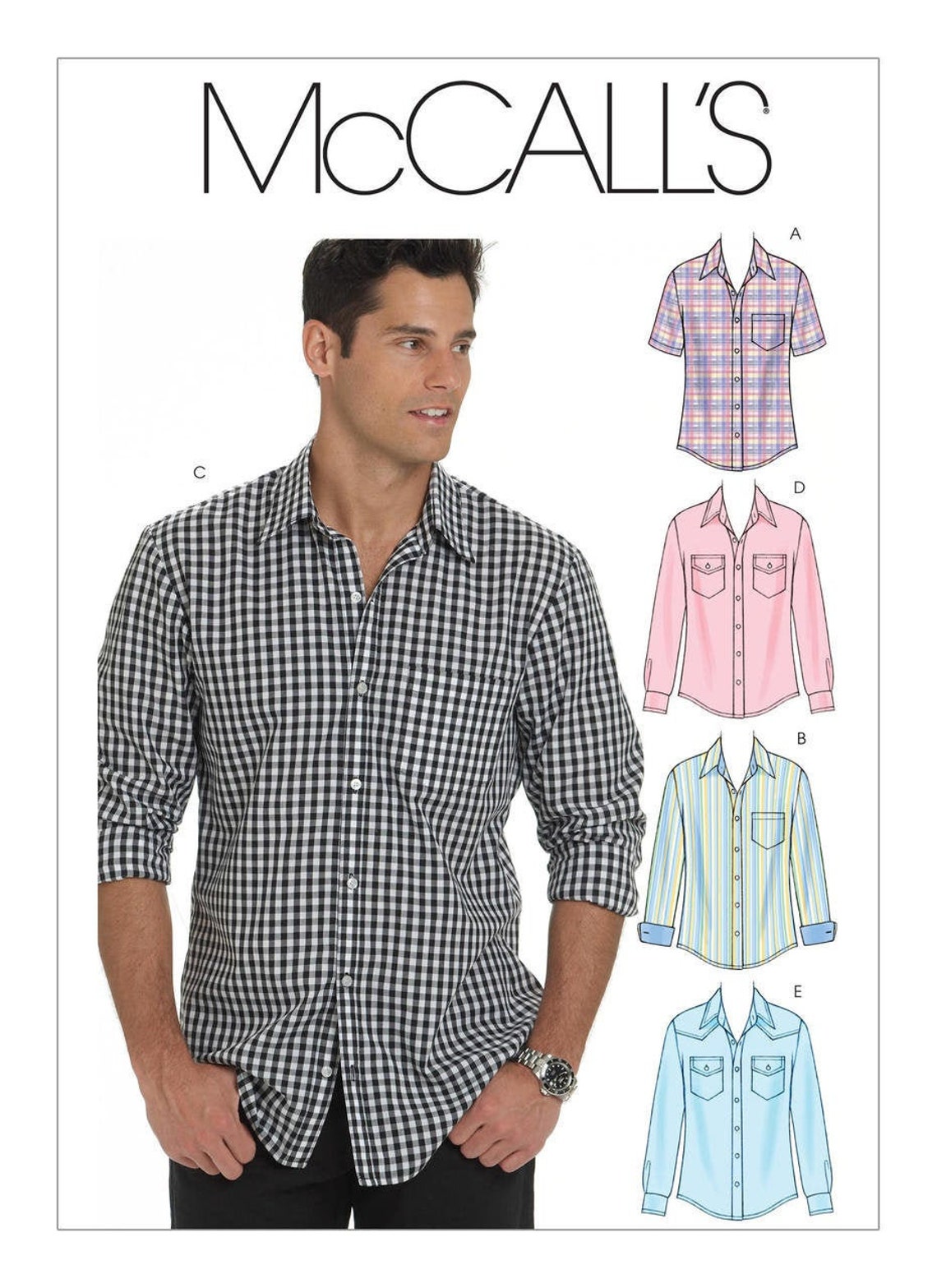 Sewing Pattern for Men's Button Down Shirt, Mens Collared Shirt Pattern ...