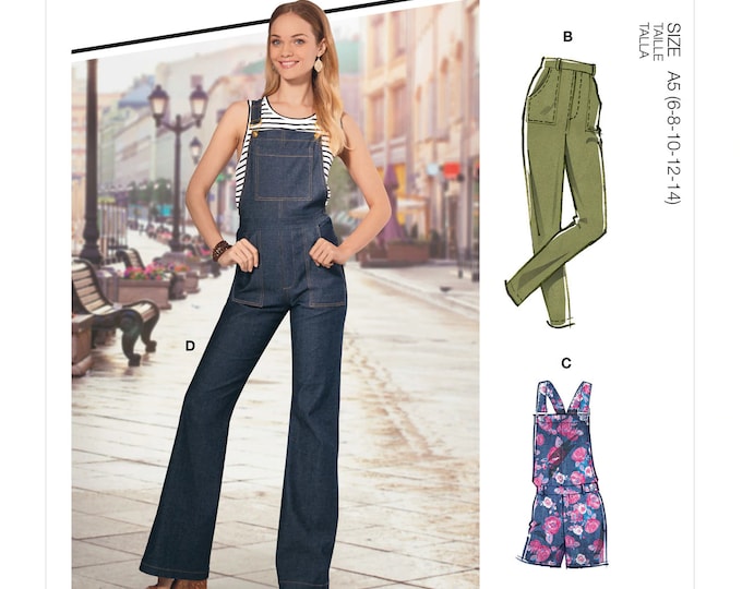 Sewing Pattern for Womens Overalls and Jeans, Denim Overalls Pattern ...