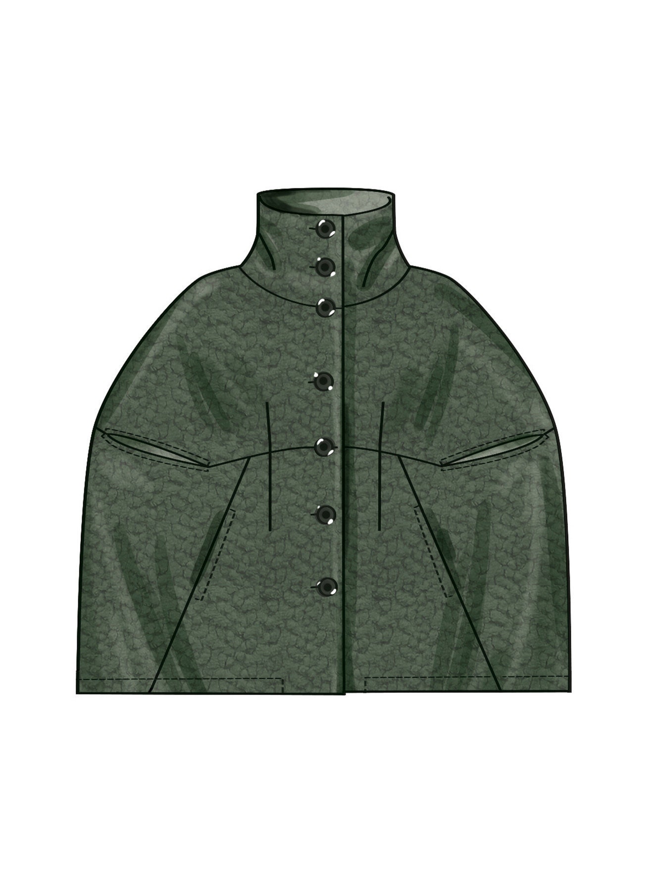 Sewing Pattern for Women's Cape Jacket, Button Front Jacket, Winter ...