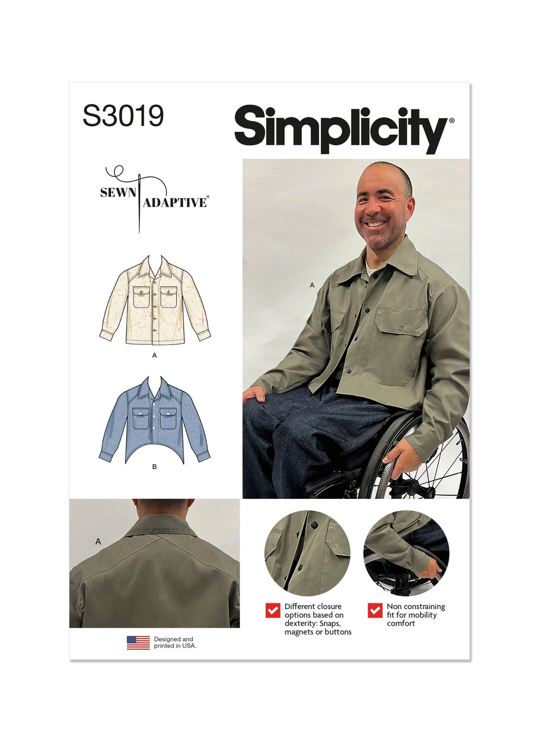 Sewing Pattern for Women's and Men's Jackets, Adaptive Clothing, Womens ...