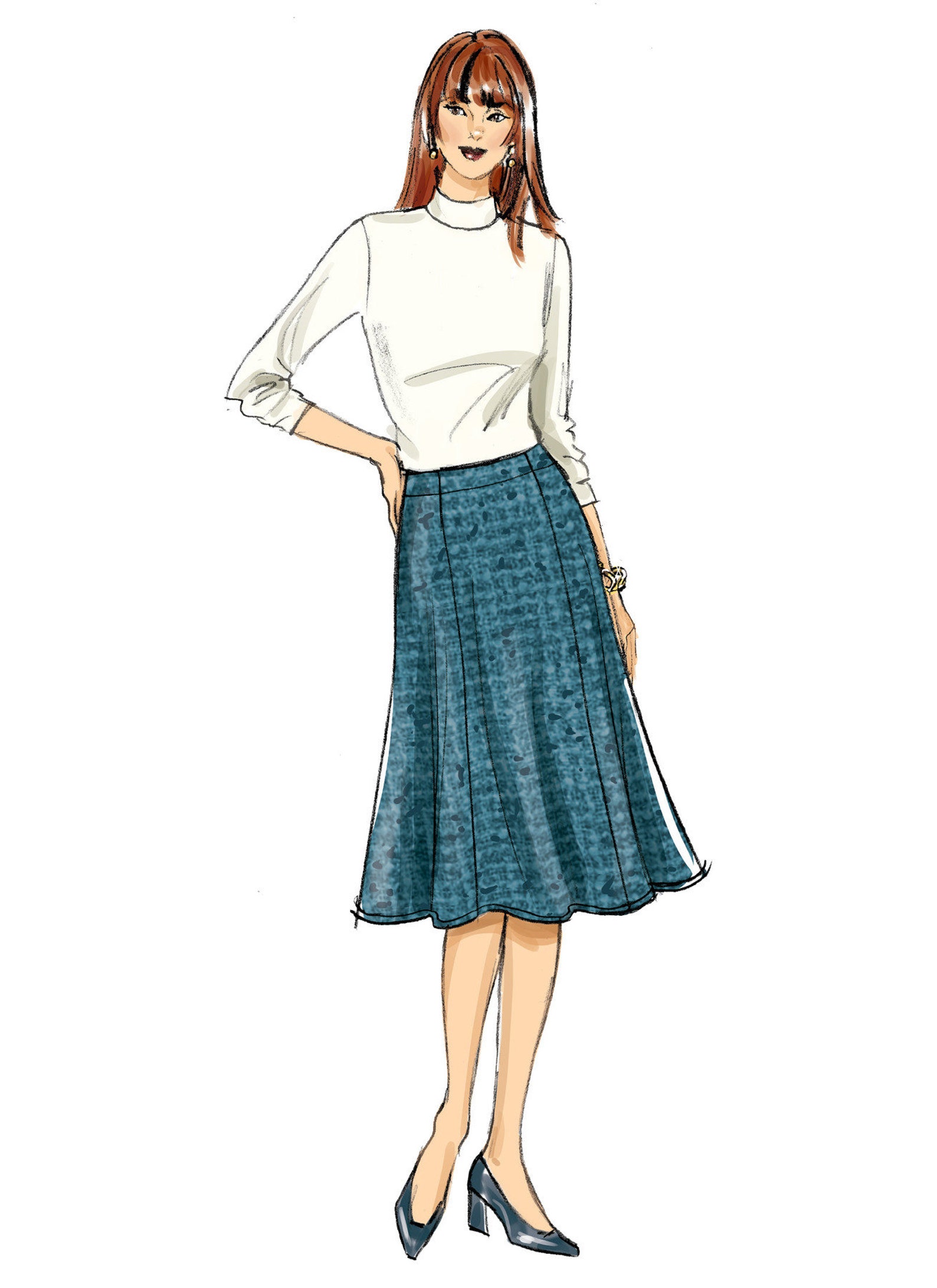 Easy Sewing Pattern for Women's Skirts, Princess Seam Skirt, Flared ...