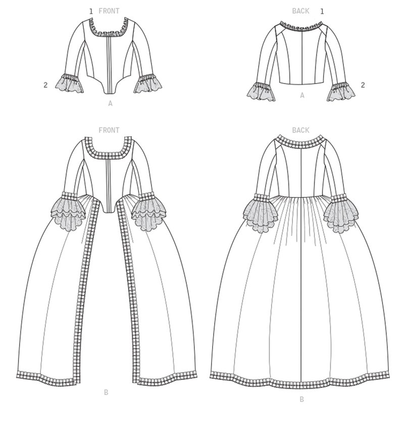 Sewing Pattern for Womens 18th Century Dress Costume, Cosplay ...