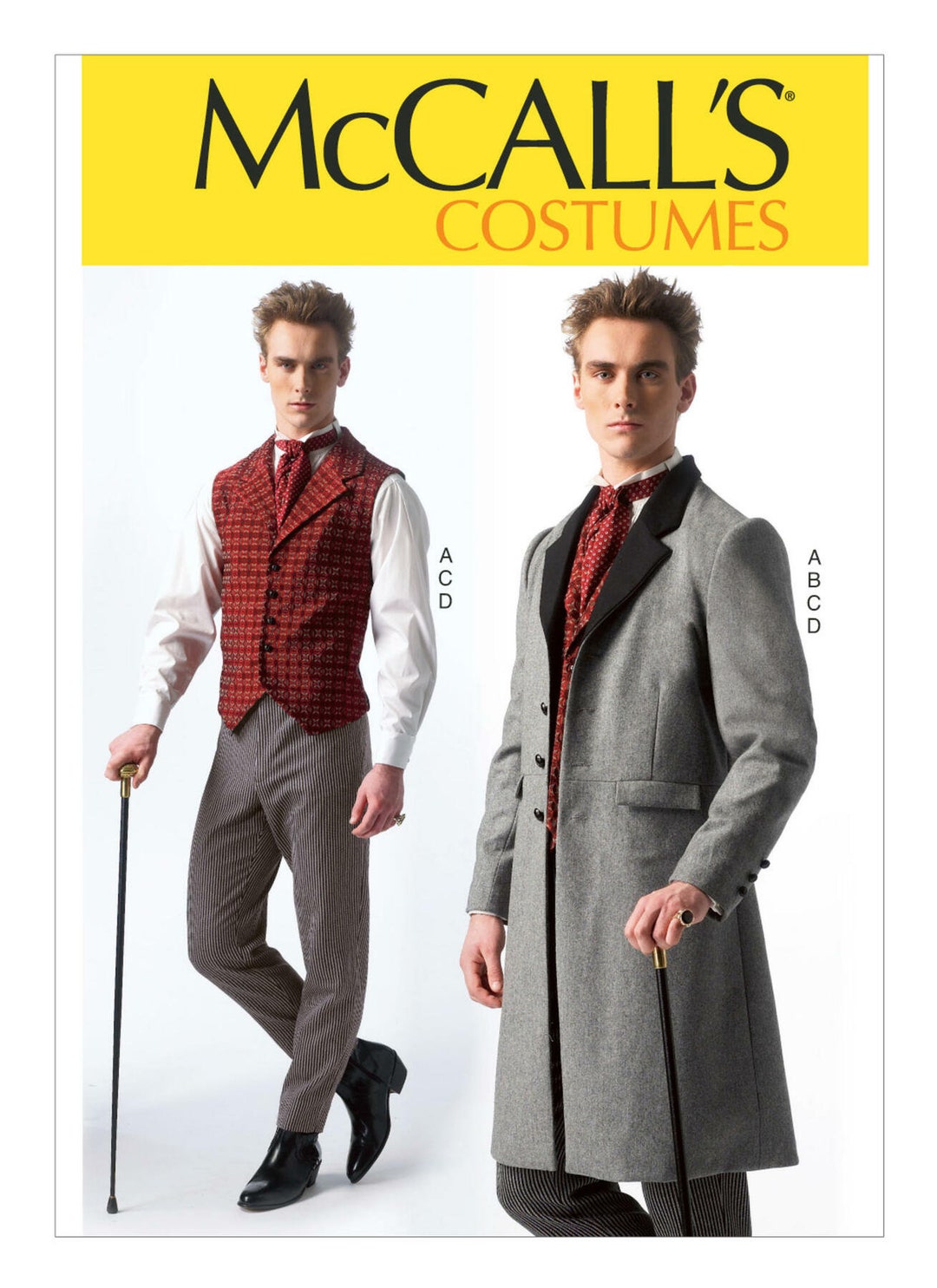 Sewing Pattern for Mens Costume Jacket, Vest, Pants, and Tie, Trench ...
