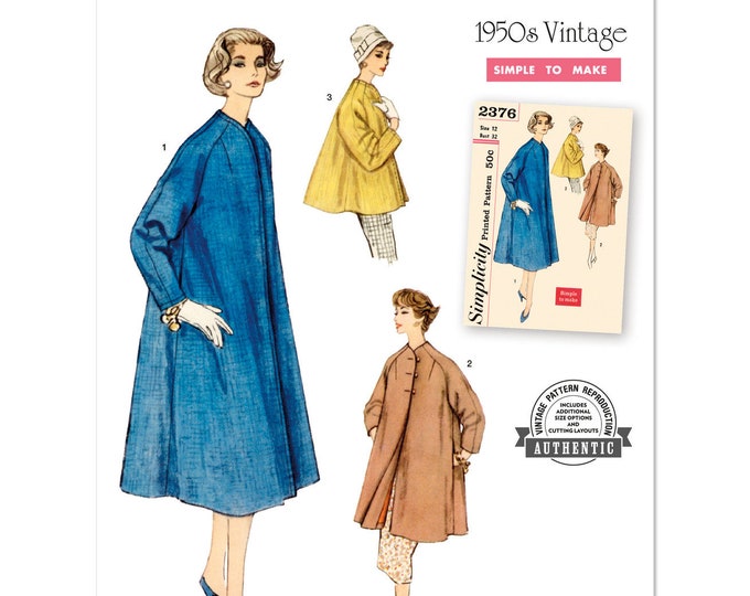 Sewing Pattern for Womens Jacket, Long Jacket, Vintage Style Coat ...