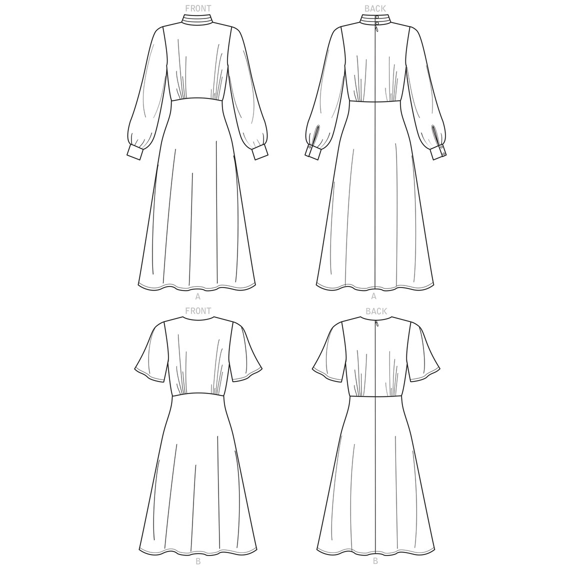 Sewing Pattern for Womens Dress, Long Sleeve Dress, Midi Dress, Winter ...