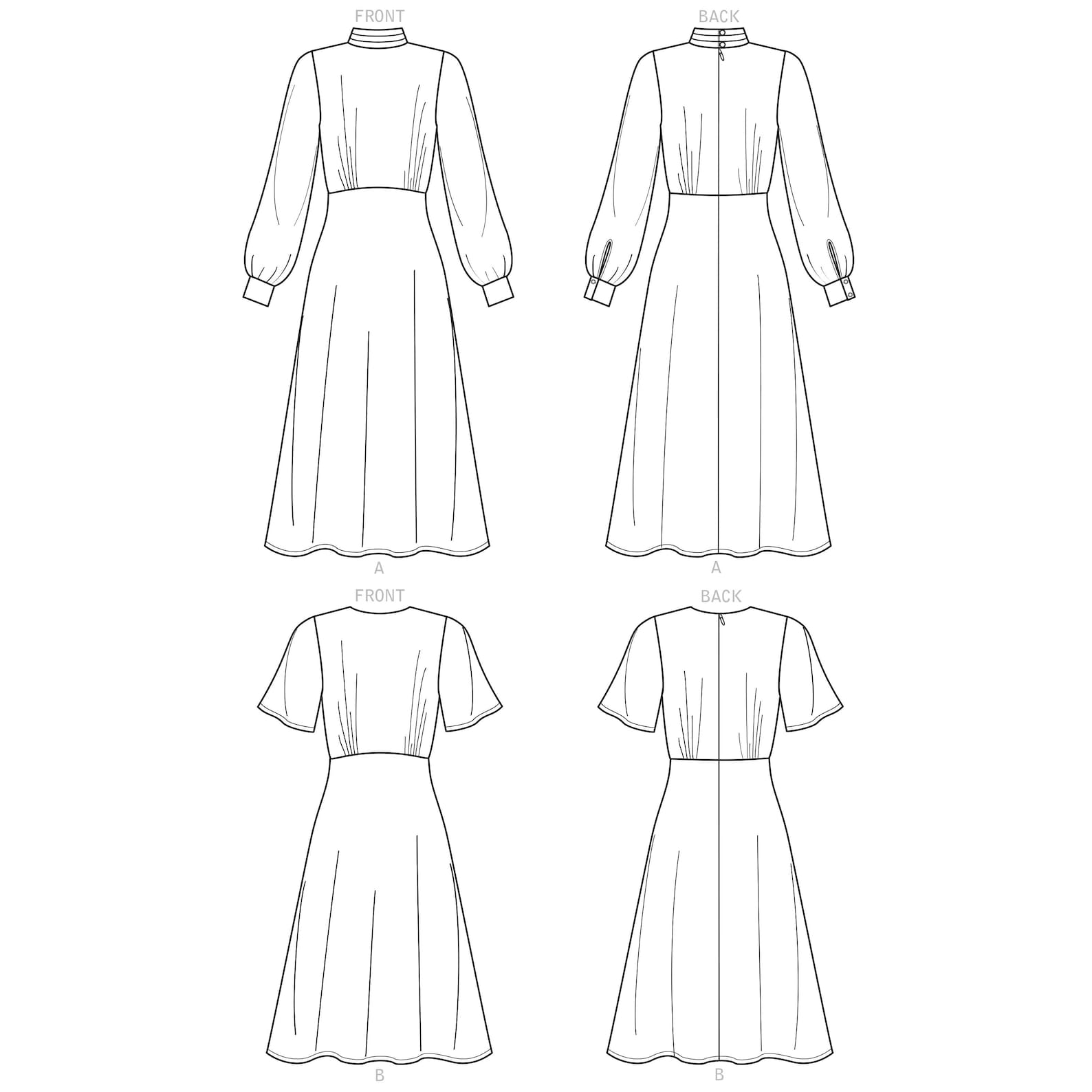 Sewing Pattern for Womens Dress, Long Sleeve Dress, Midi Dress, Winter ...